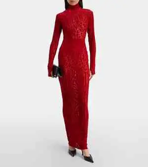 Alex Perry Printed Turtleneck Maxi Dress