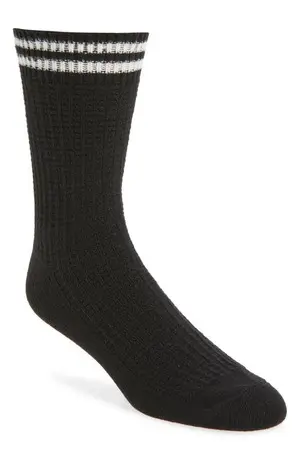 Nordstrom Waffle Texture Cotton Blend Crew Socks Black