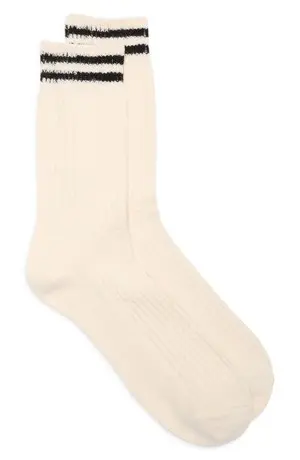 Nordstrom Waffle Texture Cotton Blend Crew Socks Ivory