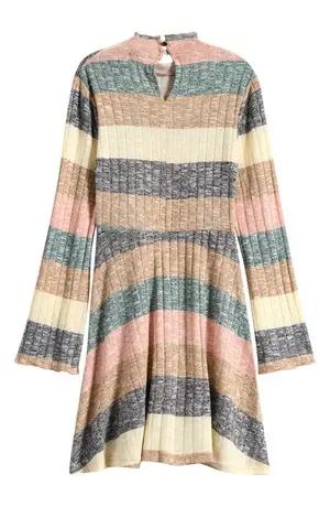 LOVE, FIRE Striped Ribbed Sweater Dress