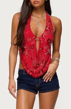 Red Cut Out Tops