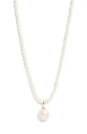 Nordstrom Freshwater Pearl Pendant Necklace - White- 14k Yellow Gold