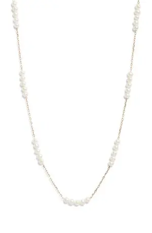 Nordstrom Freshwater Pearl Station Necklace - White- 14k Yellow Gold