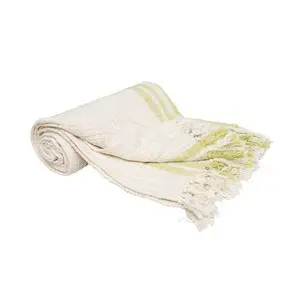 CAROL & FRANK 50" X 60" Morgan Tasseled Woven Throw - Beige/yellow
