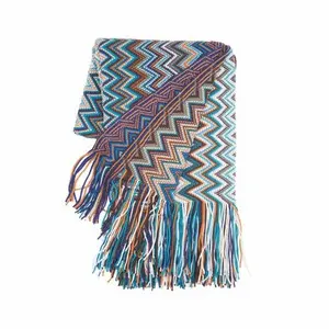 C&F HOME Zig Zag Accent Throw Blankets - Blue