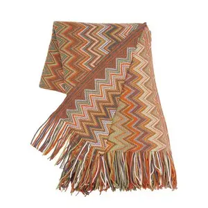 C&F HOME Zig Zag Accent Throw Blankets - Brown