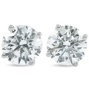 BLISS DIAMOND 2 Ct Tw Round Lab Grown Diamond Stud Earrings - 14k White Gold