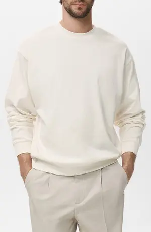 Mango Cotton Drop-shoulder Sweatshirt - Off White