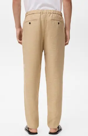 Mango Pleated Straight Fit Trousers - Beige