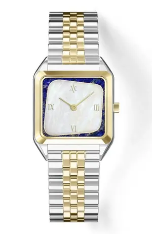 VANNA Geminus Double-gemstone Watch - White Pearl/lapis-two Tone