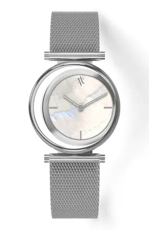 VANNA Eclipse Watch - White Pearl-silver