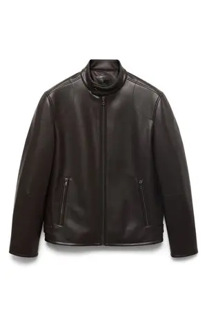 Mango Faux Leather Jacket - Chocolate