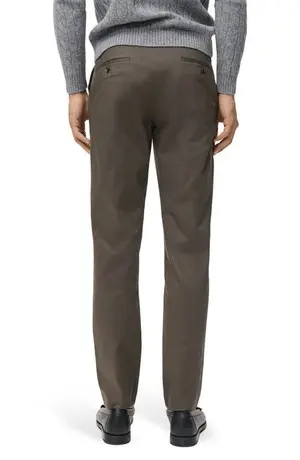 Mango Dublino Slim Fit Flat Front Stretch Stretch Chinos - Chocolate