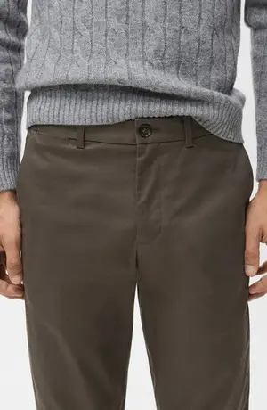 Mango Dublino Slim Fit Flat Front Stretch Stretch Chinos - Chocolate
