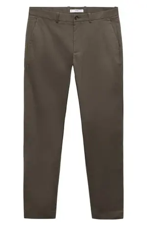 Mango Dublino Slim Fit Flat Front Stretch Stretch Chinos - Chocolate