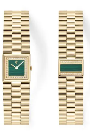 VANNA Catena Double-gemstone Bracelet Watch - Malachite-gold