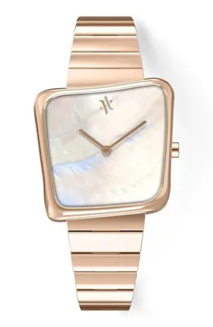 VANNA Nebula Gemstone Watch - White Pearl-rose Gold