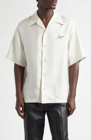Amiri Hotel Silk Bowling Shirt - Alabaster