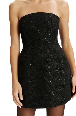 Bardot Karoline Sequin Bouclé Strapless Minidress