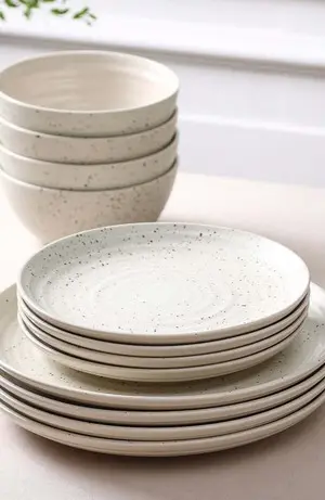 STONE + LAIN Dua Stoneware 12-piece Dinnerware Set