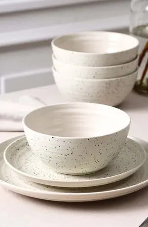STONE + LAIN Dua Stoneware 12-piece Dinnerware Set