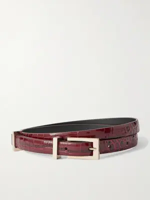 TOM FORD Croc-effect Patent-leather Belt - Red