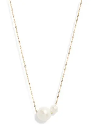 Nordstrom Freshwater Pearl Chain Necklace - White- 14k Yellow Gold