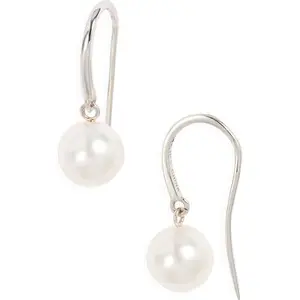 Nordstrom 14k Gold Akoya Pearl Drop Earrings - White- 14k White Gold