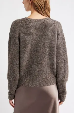 OPEN EDIT Twist Reversible Sweater - Brown Seal Heather