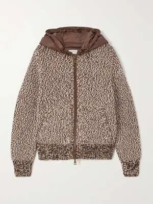Moncler Hooded Quilted Wool Cardigan - Light Brown