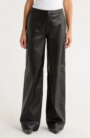 L'Agence Livvy Lambskin Leather Trousers - Black
