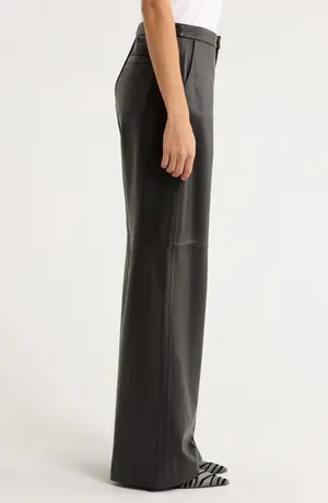 L'Agence Livvy Lambskin Leather Trousers - Black