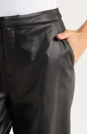 L'Agence Livvy Lambskin Leather Trousers - Black