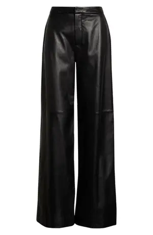 L'Agence Livvy Lambskin Leather Trousers - Black