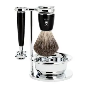 MUHLE Rytmo 4-piece Pure Badger & Safety Razor Shaving Set - Black