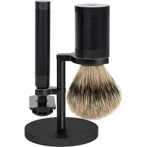MUHLE Rocca Stainless Steel 3-piece Silvertip Badger & Safety Razor Shaving Set - Black