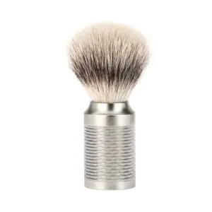 MUHLE Rocca Pure Matt Stainless Steel Tip Fiber Shaving Brush - Silver