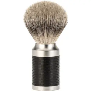 MUHLE Rocca Stainless Steel & Black Silvertip Badger Shaving Brush - Birch Bark