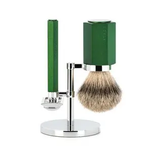 MUHLE Hexagon 3-piece Silvertip Badger Shaving Set - Forest