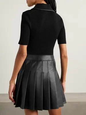 Simkhai Linnie Ribbed-knit And Pleated Mini Dress