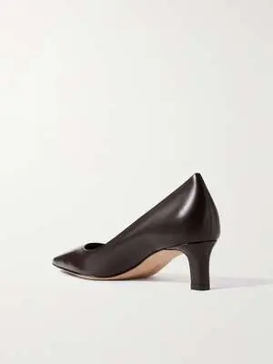 THE ROW Carla Leather Pumps - Dark Brown