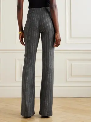 Carolina Herrera Pinstriped Twill Flared Trousers - Gray