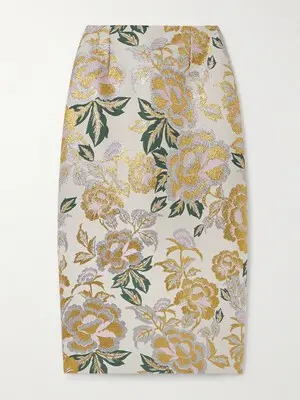 Carolina Herrera Brocade Floral Midi Skirt - Multi