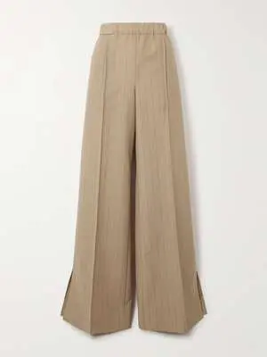 JIL SANDER Pinstriped Wool And Mohair-blend Straight-leg Pants - Beige