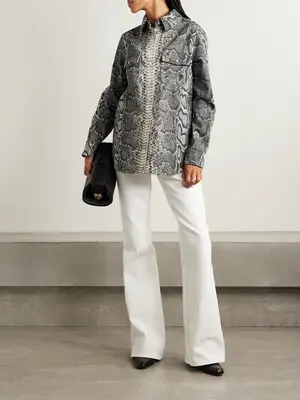 Gabriela Hearst John Austin Snake-print Recycled Denim Shirt - Gray