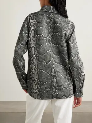 Gabriela Hearst John Austin Snake-print Recycled Denim Shirt - Gray