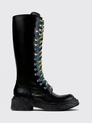 Camper Knee High Lace Up Boots - Black