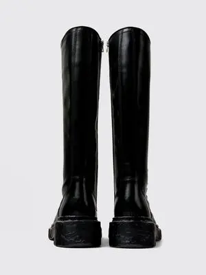 Camper Knee High Lace Up Boots - Black