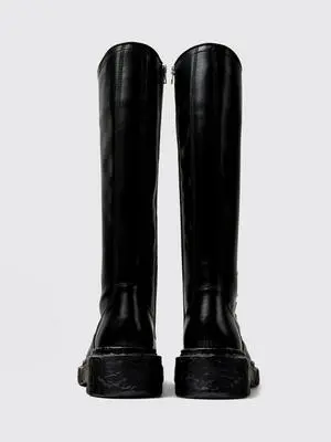 Camper Knee High Lace Up Boots - Black
