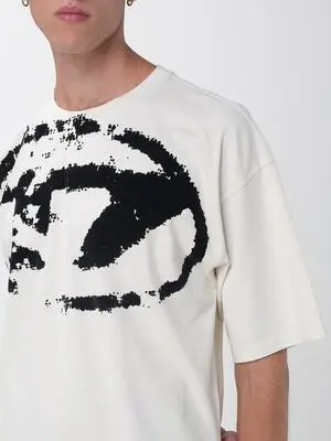 DIESEL® Crewneck Cotton T-shirt With Dust-effect Oval D Logo